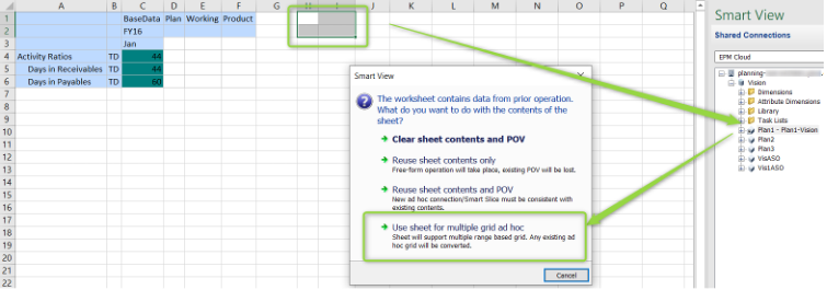 Improved Smart View ad hoc grids in Oracle EPM Cloud